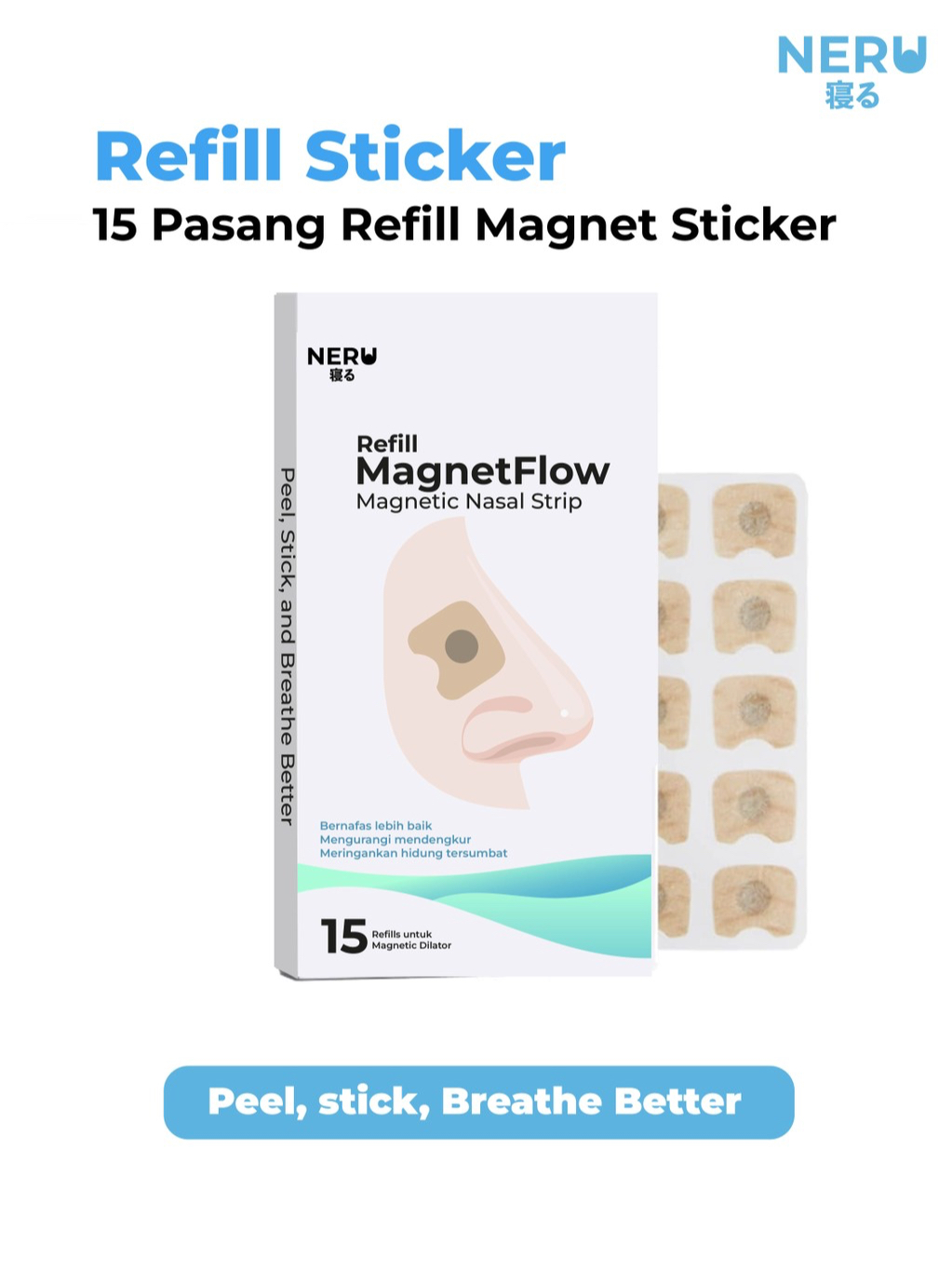 Jual Refill MagnetFlow Magnet Nose Strip Nasal Dilator Anti Ngorok ...