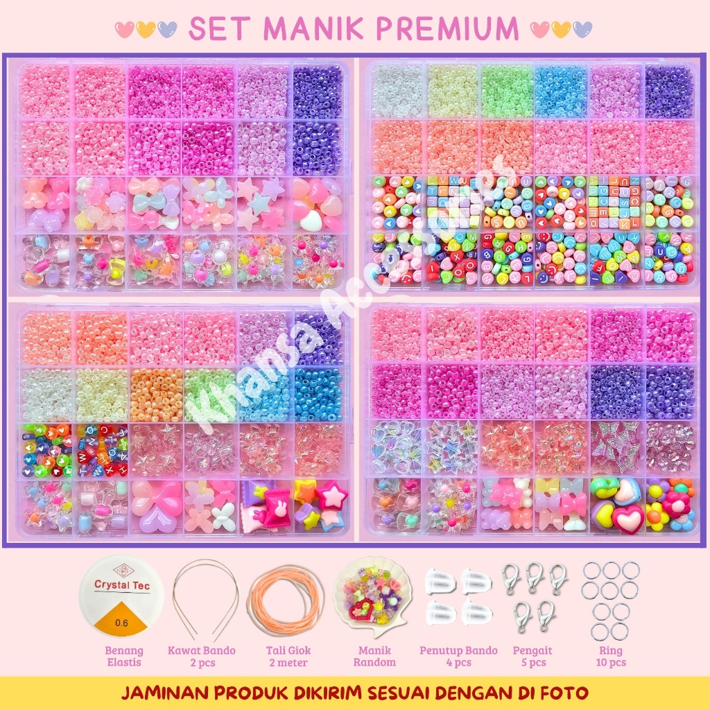 Jual DIY Manik Manik Set Lengkap Gelang Aesthetic - DIY Craft Kit Manik ...