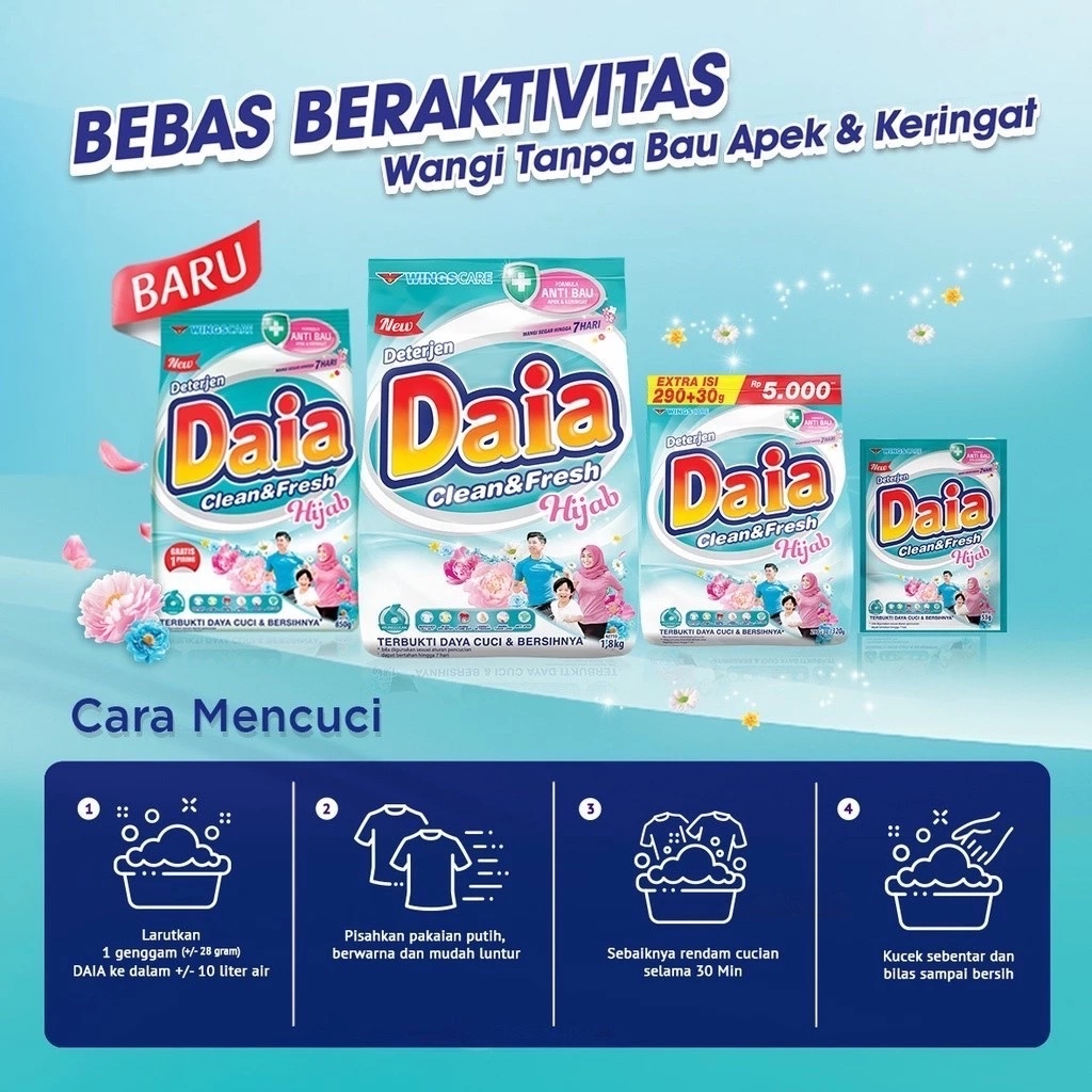 Jual Daia Detergen Bubuk Clean & Fresh Hijab 800 g | Shopee Indonesia