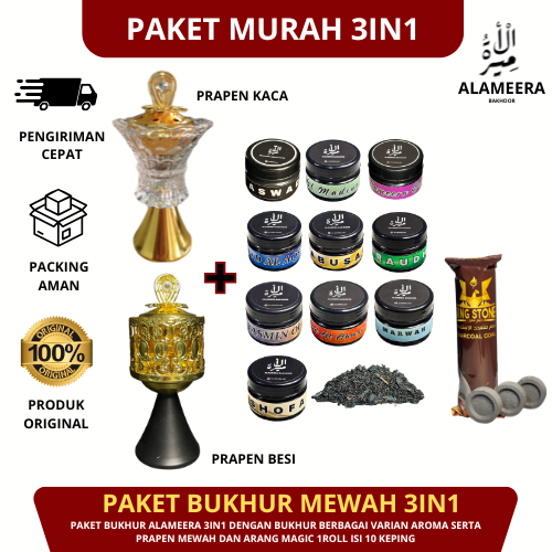 Jual Paket Murah Bukhur Paket 3in1 Buhur 1 set Alameera Dupa Arab Wangi ...