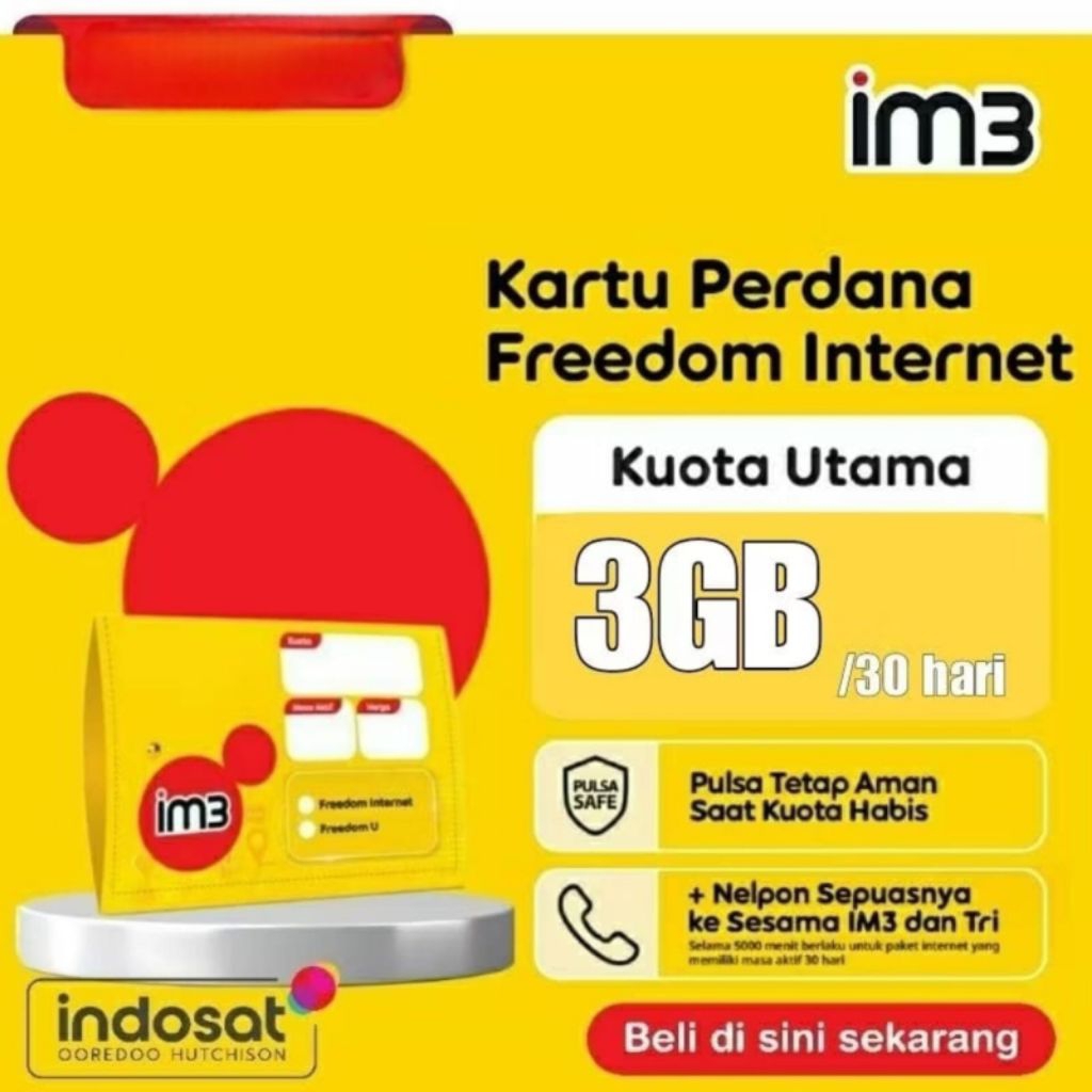 Jual KARTU IM3 3GB NASIONAL | Shopee Indonesia