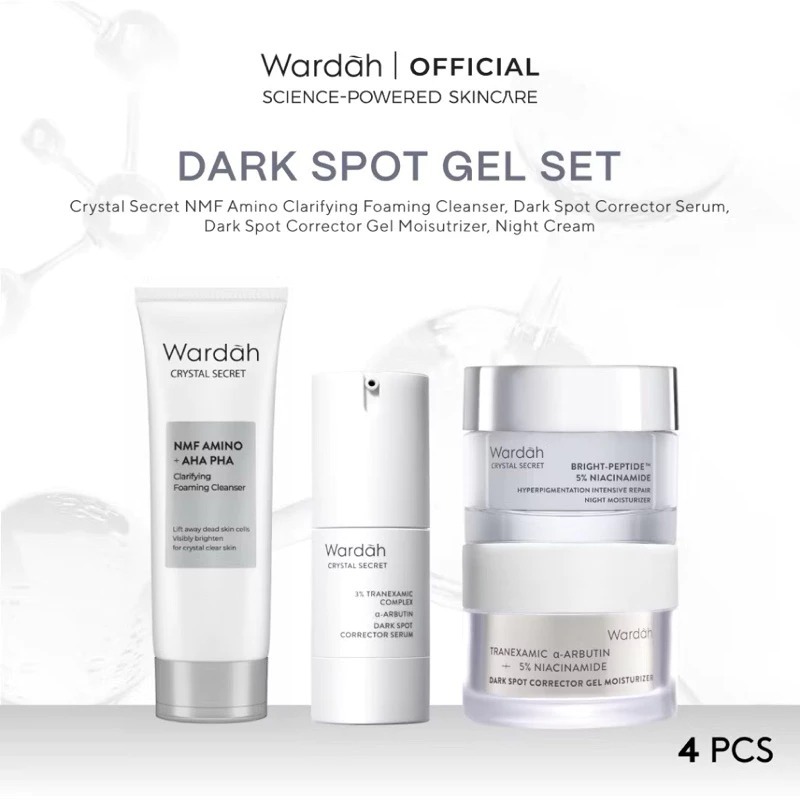 Jual [4 PCS] WARDAH Paket Dark Spot Gel Crystal Secret Foaming Cleanser ...