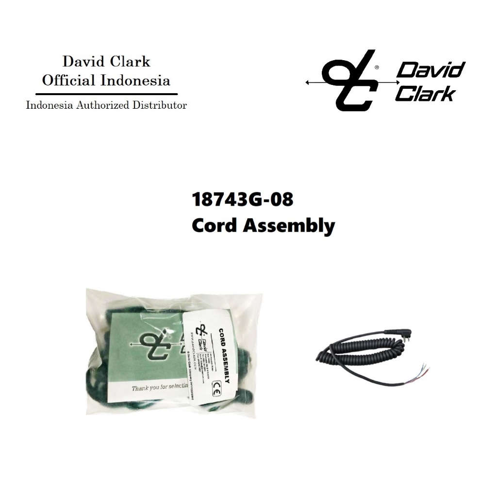 Jual David Clark 18743G-08 Cord Assembly Communication Coil SH H3335 ...