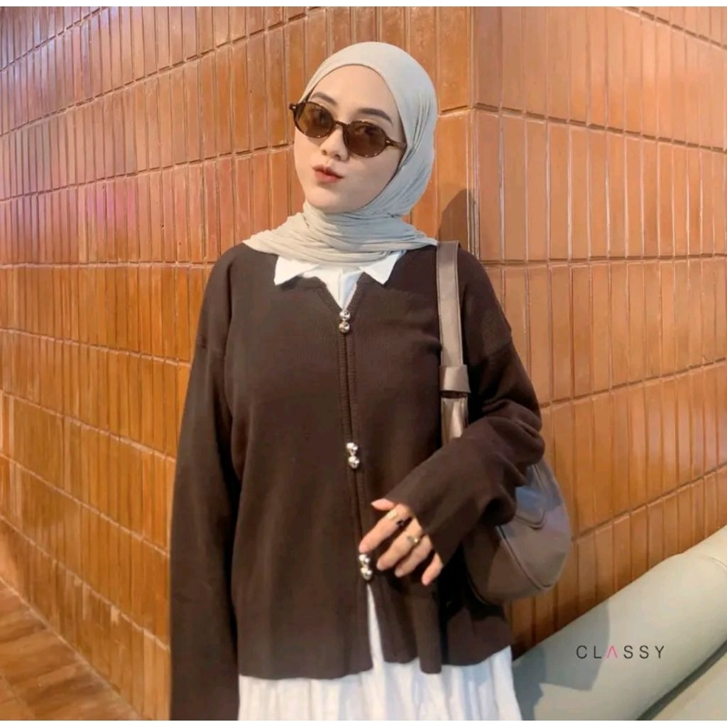 Jual RRC Inara Blouse Knit Atasan Rajut Wanita Korean Style Cardigan ...