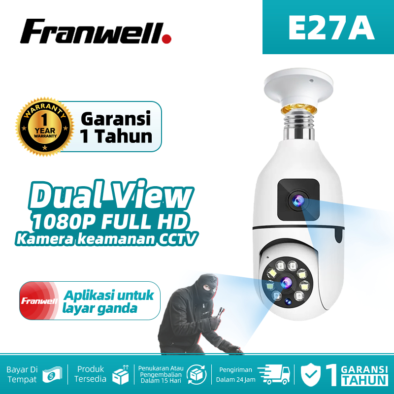 Jual Franwell CCTV E27A V380 pro Lampu Bohlam Dual Lens HD 5G Wifi PTZ ...