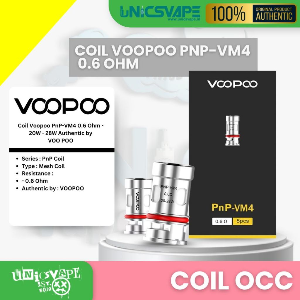 Jual Coil Voopoo PnP-VM4 0.6 Ohm - 20W - 28W Authentic by VOO POO ...