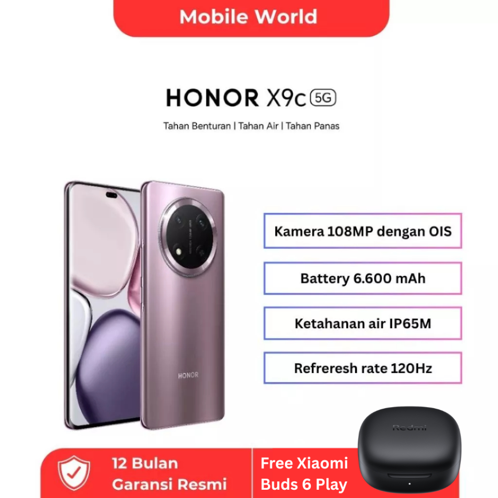 Jual Mobile World Honor X9C 12/256GB 108 MP (Kamera Utama) 18MP (Kamera ...