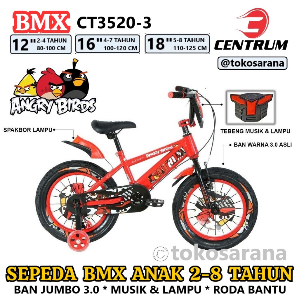 Jual Sepeda BMX Anak Centrum CT3520-3 Angry Birds Ban Gendut 12 16 18 ...