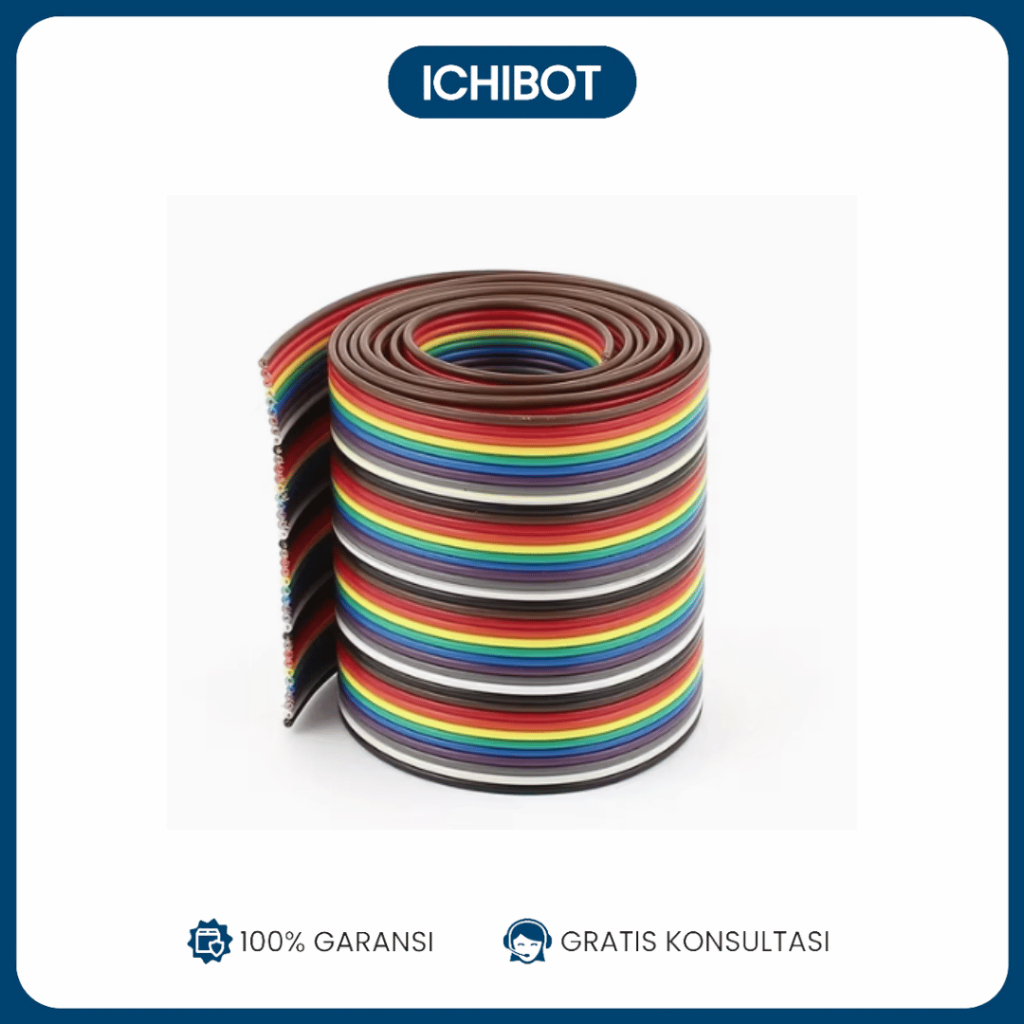 Jual 40P kabel cable 40P 1.27mm 7 core Deret Flat Pita Warna Rainbow ...