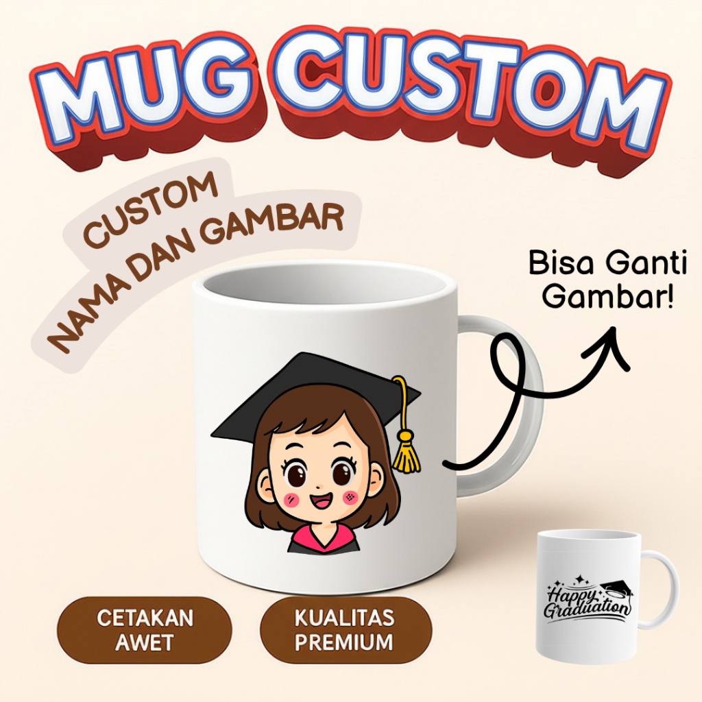 Jual Cetak Mug Wisuda - Custom Nama | Foto | Graduation | Hadiah ...