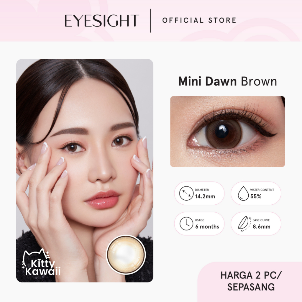 Jual EYESIGHT LENSES Softlens Kitty Kawaii Mini Dawn Brown | Shopee Indonesia