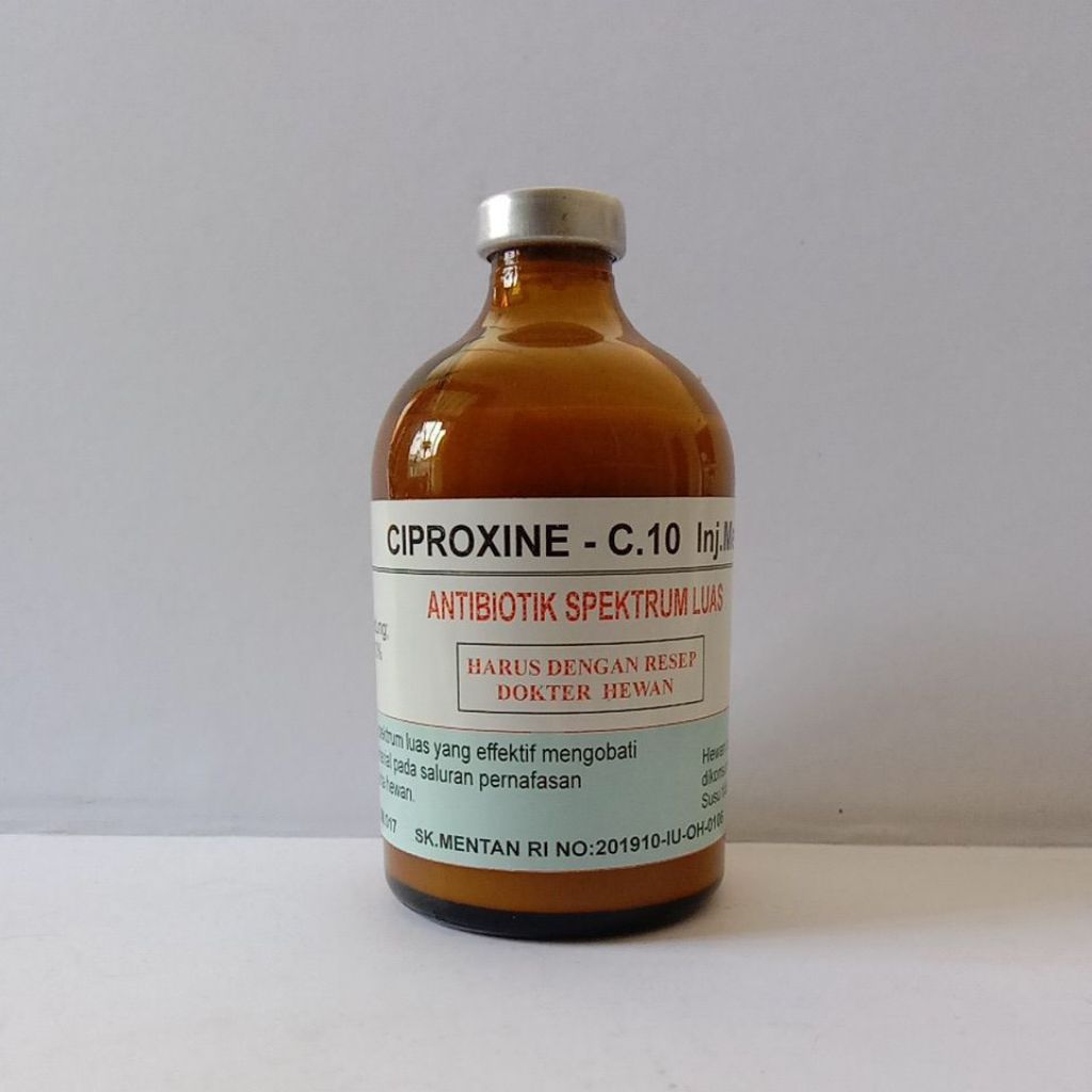 Jual CIPROXINE-C.10 Inj. Meyer/antibiotik spektrum luas untuk hewan ...