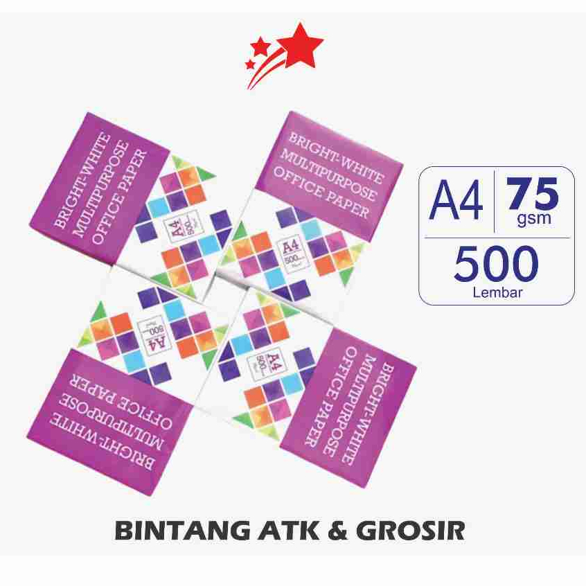 Jual [1 RIM 500 L] KERTAS A4 BMO 75 GRAM BRIGHT WHITE MULTIPURPOSE ...