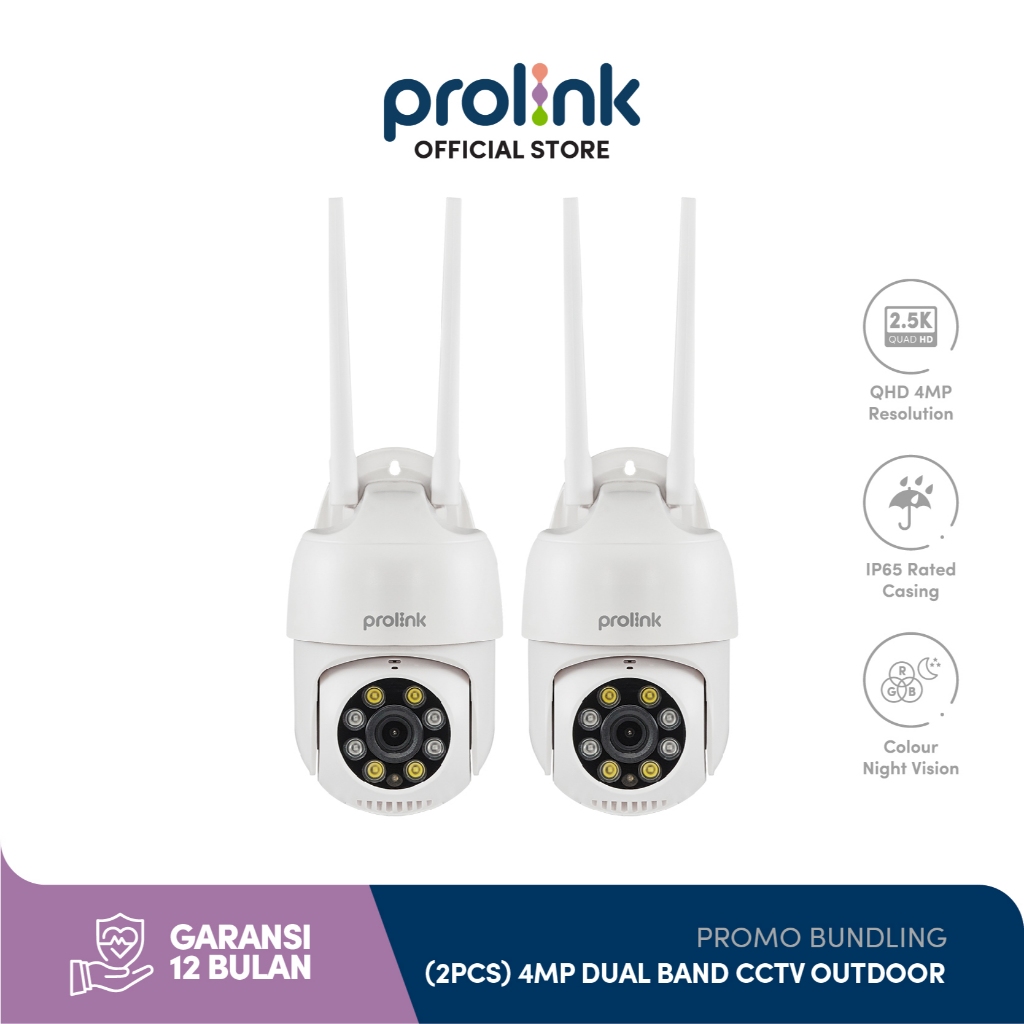 Jual Bundle 2 pcs Prolink 4MP Smart IP Cam CCTV Wifi Dual Band Outdoor ...