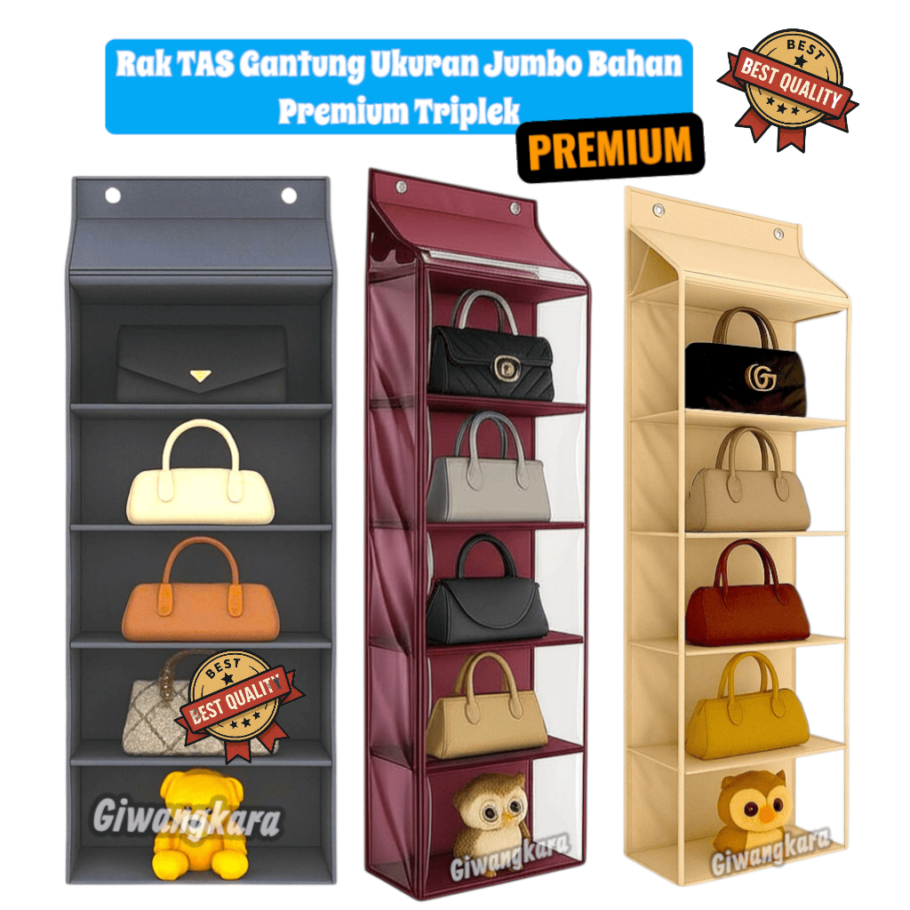 Jual Rak Tas Gantung 6 Susun Ukuran Jumbo Bahan Premium Full Resleting ...