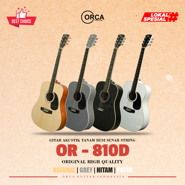Jual ORCA Gitar Akustik Tanam Besi OR - 810D Senar String Guitar | Shopee Indonesia