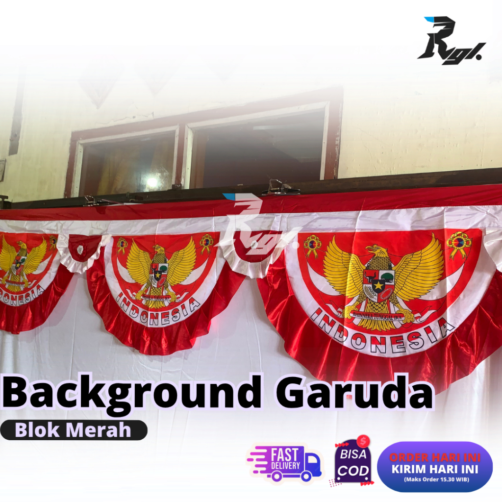 Jual Bendera Hias Background Garuda Blok Merah 10 Gelombang Umbul Umbul Hiasan HUT RI ...