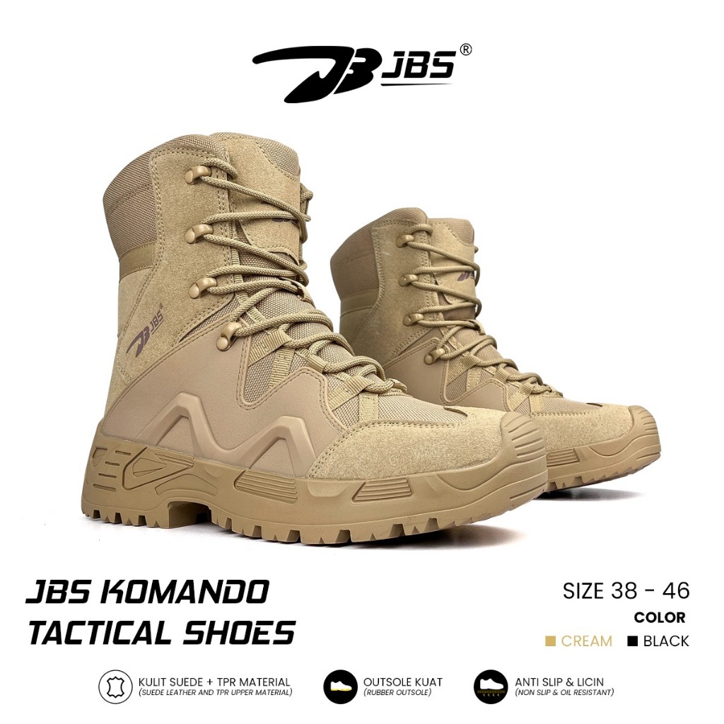 Jual Sepatu PDL Tactical Boot JBS Komando 8 inch Hitam Cream Sepatu ...
