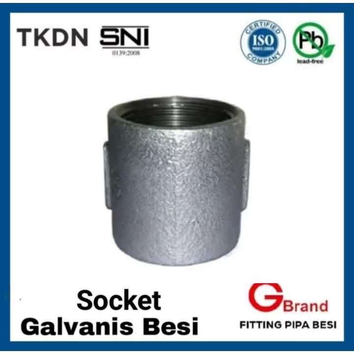 Jual Socket Besi Galvanis 1/2"" inch G Brand Tee Fitting Pipa Besi ...