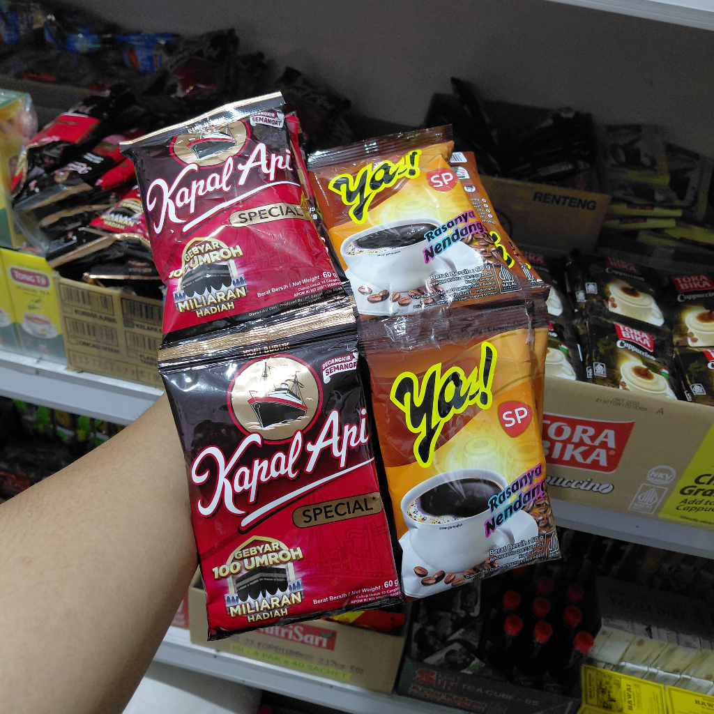 Jual Jual Kopi Ya 60g dan Kapal Api Spesial 60g 1 Renceng | Shopee ...