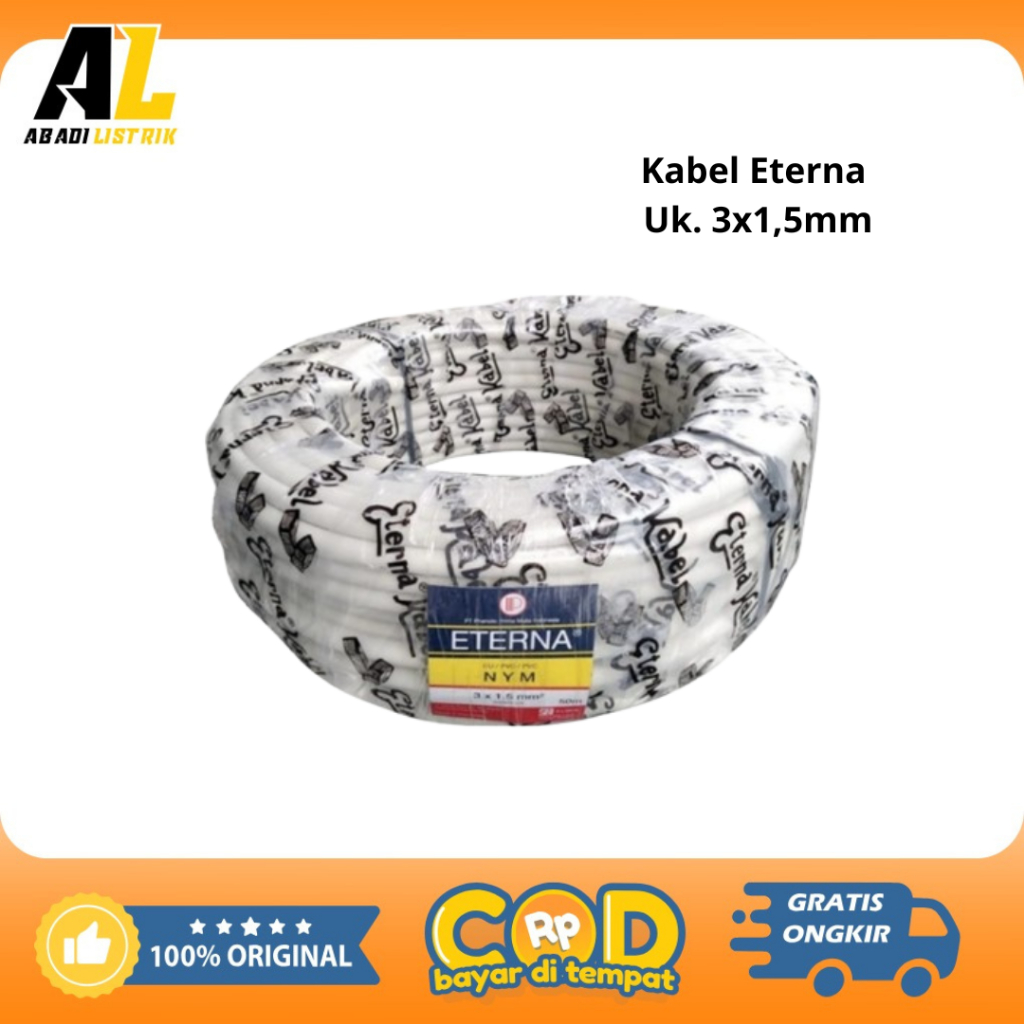 Jual Kabel listrik kawat NYM merk eterna ukuran 3x1,5mm 1 Roll 50meter | Shopee Indonesia