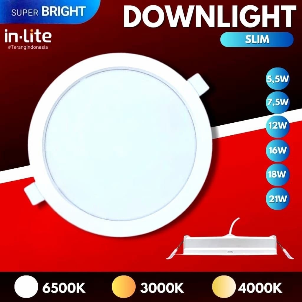 Jual InLite Downlight Slim INDS602R 5,5w, 7,5w, 12w, 16w, 18w, 21w ...