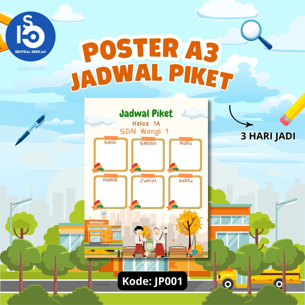 Jual POSTER JADWAL PIKET (ukuran A3) bahan Art Paper | Shopee Indonesia