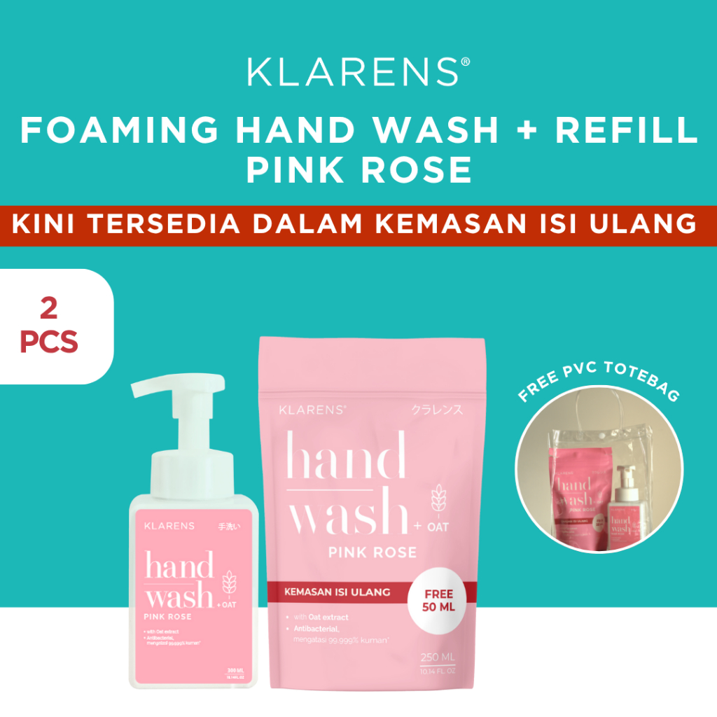 Jual Klarens Hand Wash Pink Rose Refill + Hand Wash 300ml - Sabun Cuci ...
