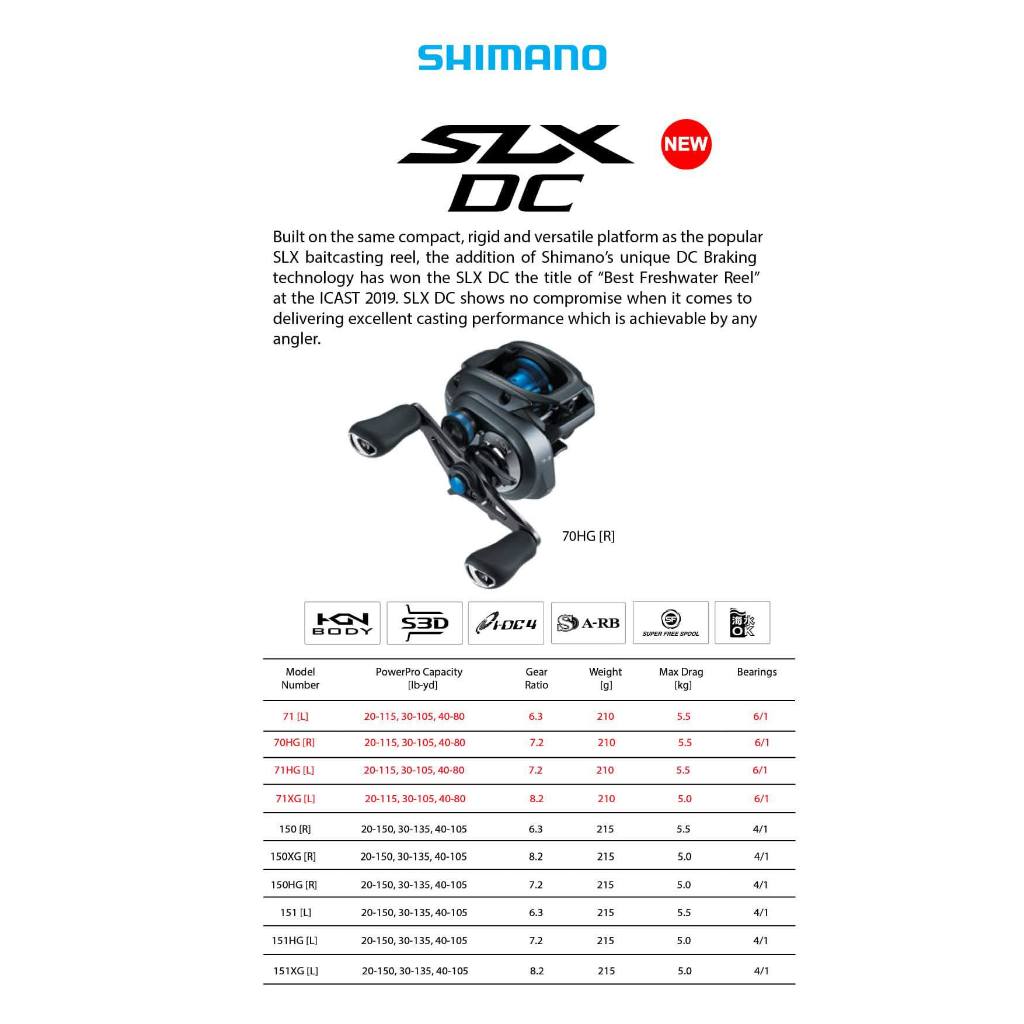 Jual Reel Shimano SLX DC 151 | Handle Kiri | XG & HG | 8.2:1 & 7.2:1 ...