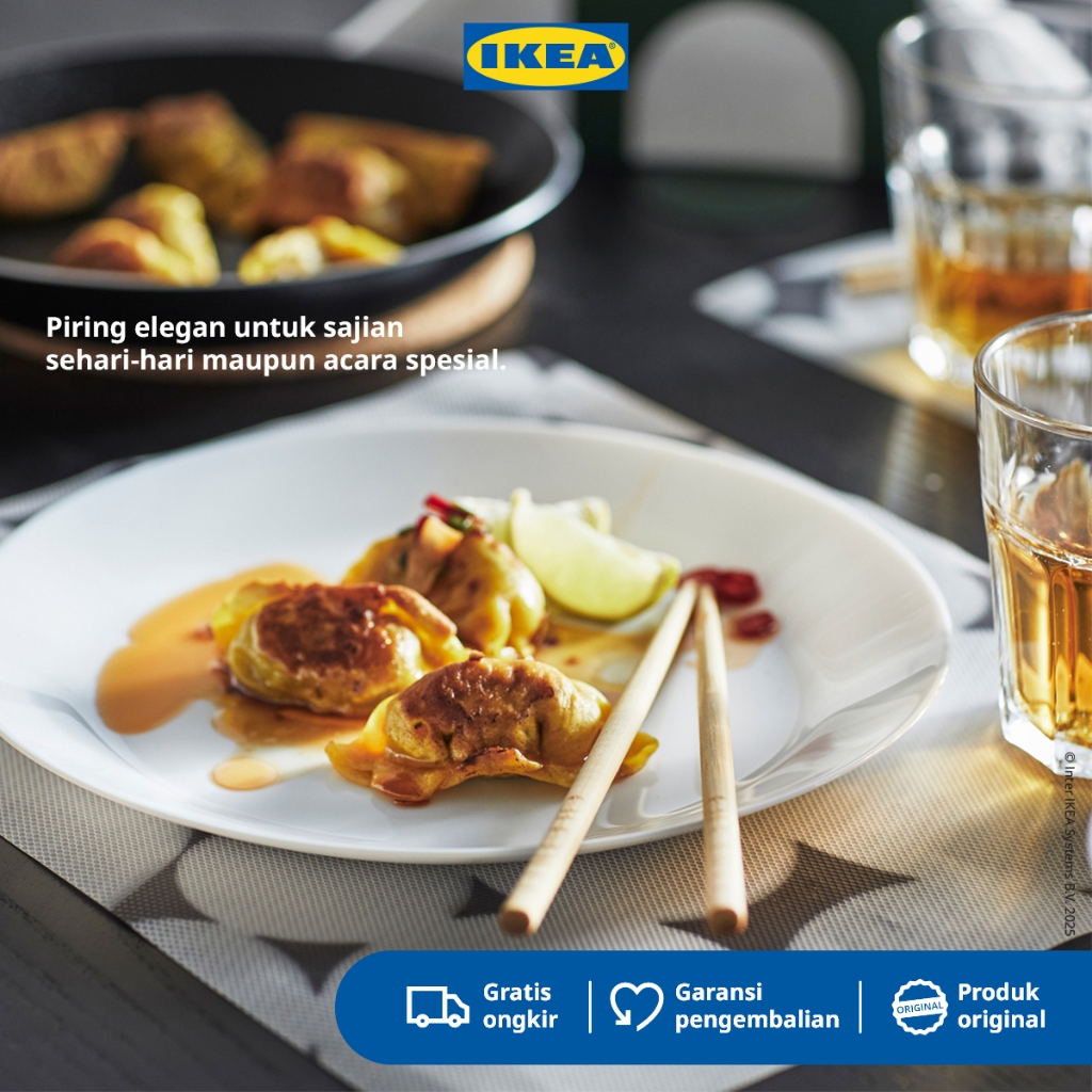 Jual IKEA OFTAST Piring Makan Keramik Bahan Kaca Temper Putih 25cm ...