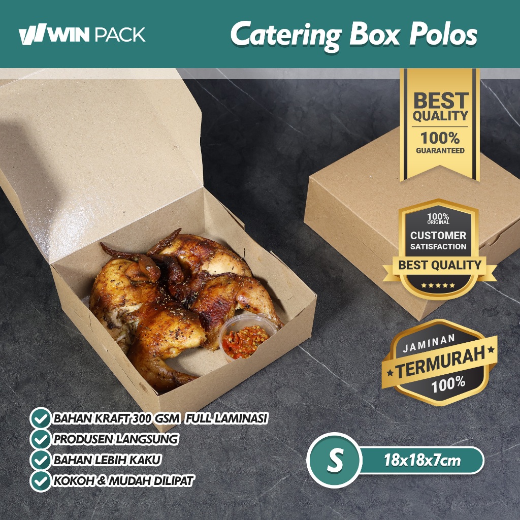 Jual Isi 40 Pcs Kotak Nasi Box Catering Laminasi 18x18 | Kraft 325 GSM ...
