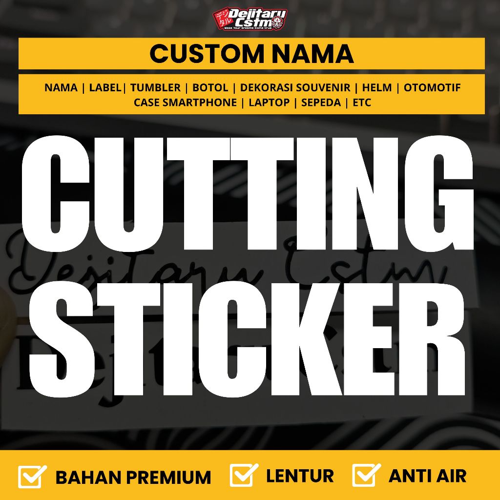 Jual Sticker Cutting Custom Nama Suka Suka Tulisan Bebas Custom Logo ...