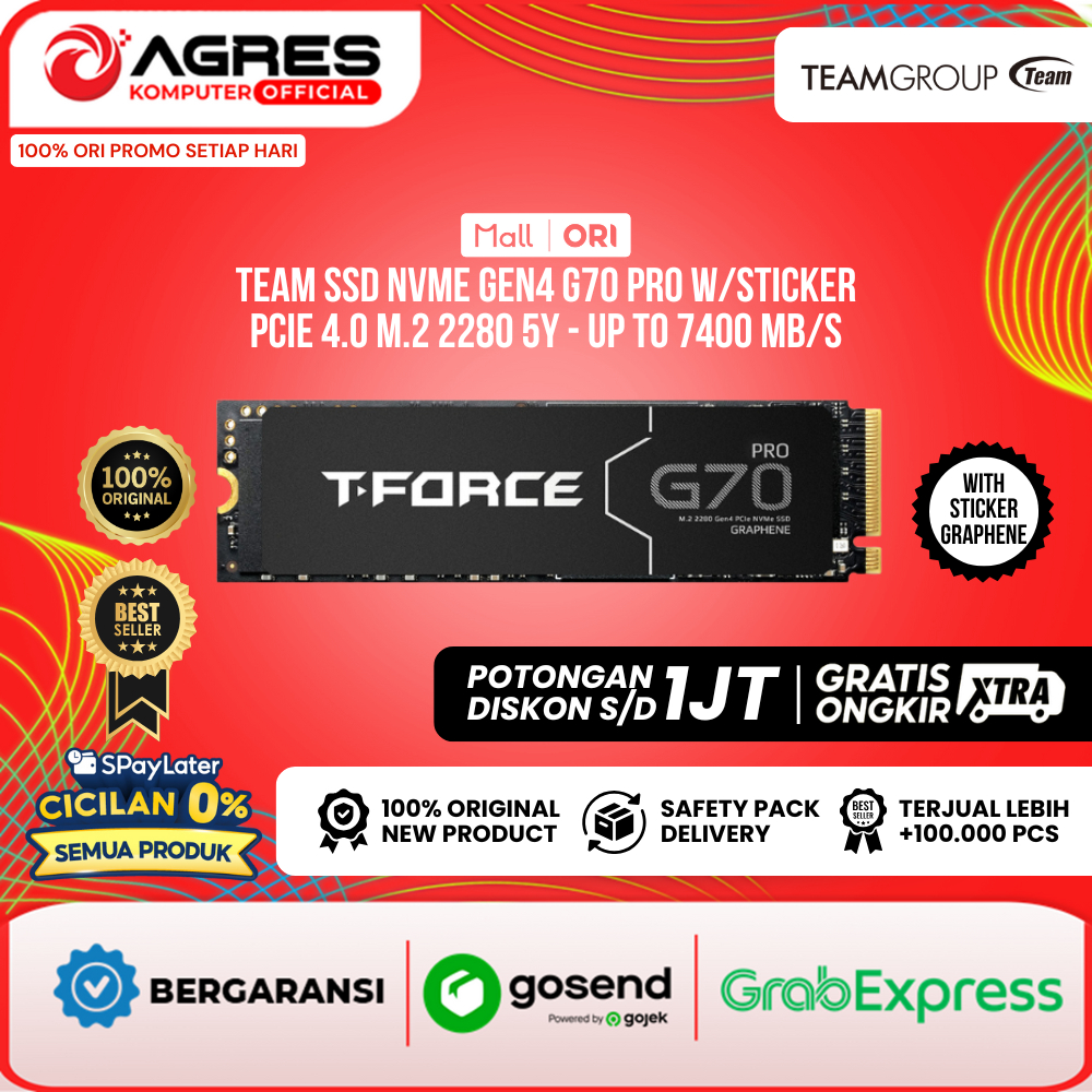 Jual TEAM SSD NVME GEN4 G70 PRO W/STICKER 1TB PCIE 4.0 M.2 2280 5Y - UP ...
