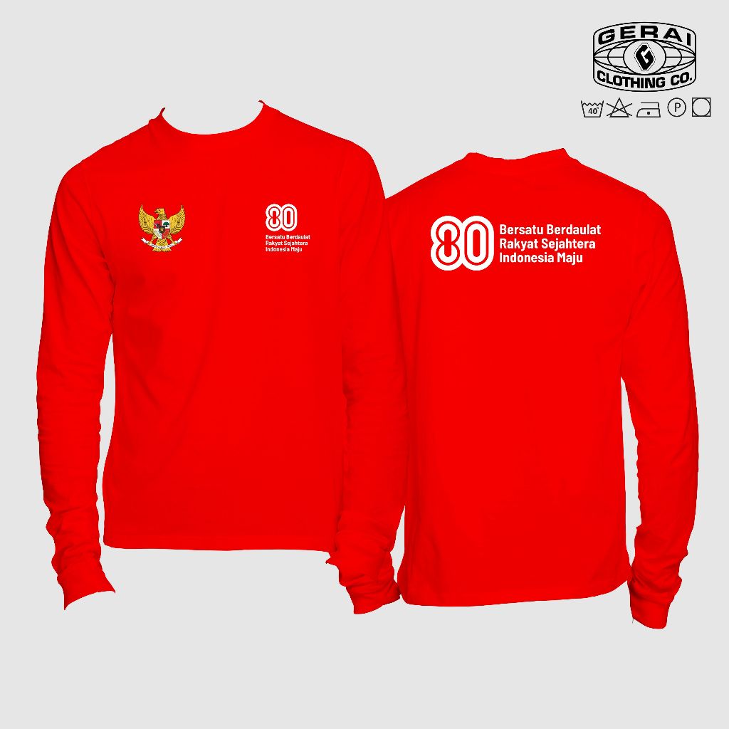 Jual kaos distro 17 agustus hut ri ke 80 longsleeve / baju panjang hut ri ke 80 indonesia ...
