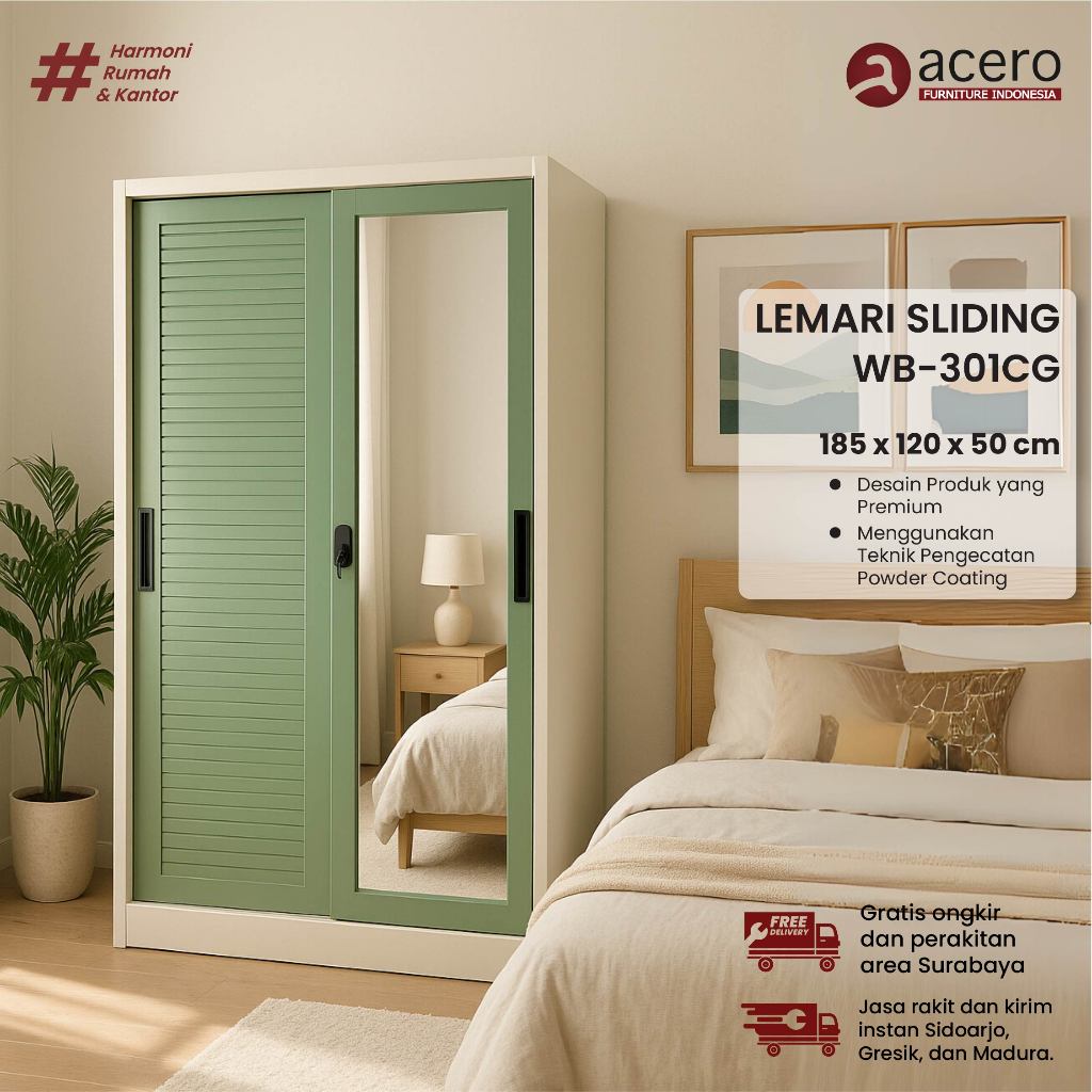 Jual Acero Furniture - Lemari Pakaian Besi Minimalis / Lemari Baju Besi Sliding / Lemari Sliding ...