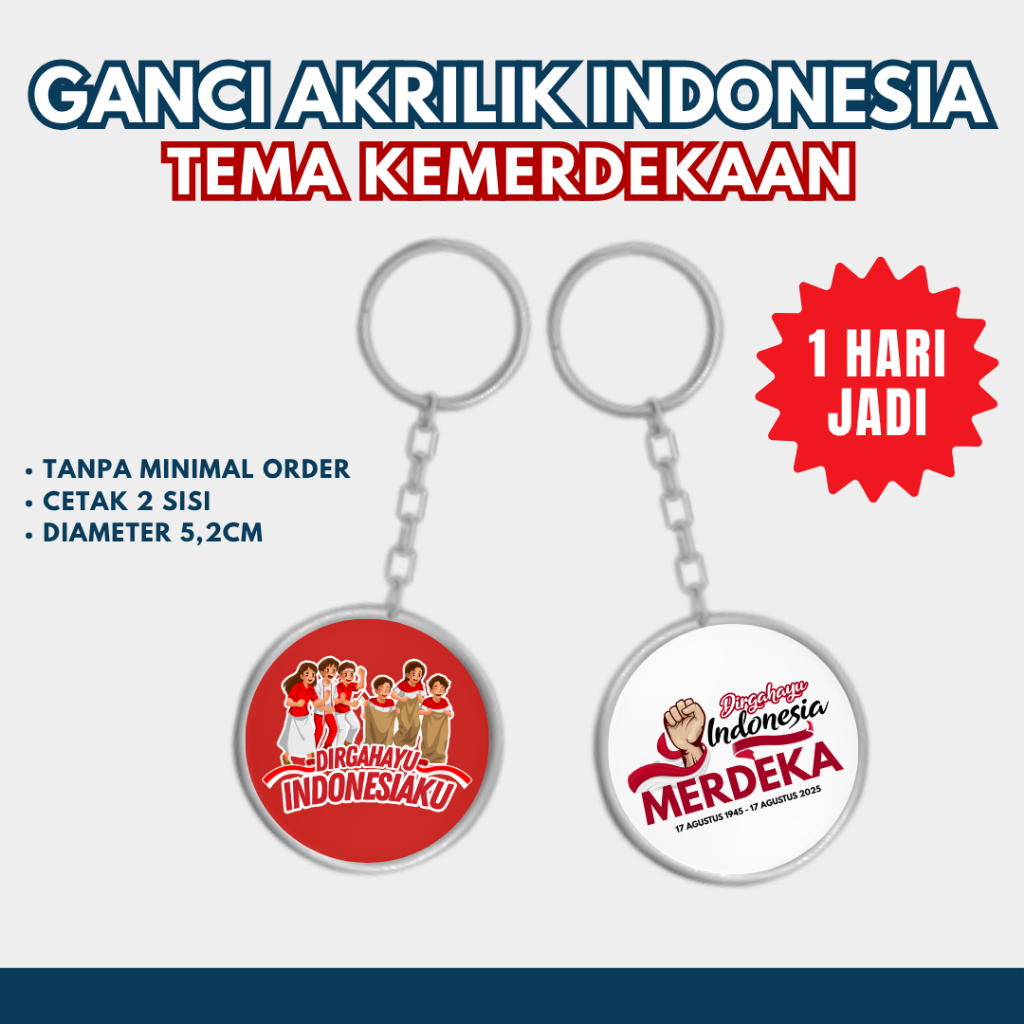 Jual GANTUNGAN KUNCI AKRILIK INDONESIA/GANCI KEMERDEKAAN INDONESIA HUT ...