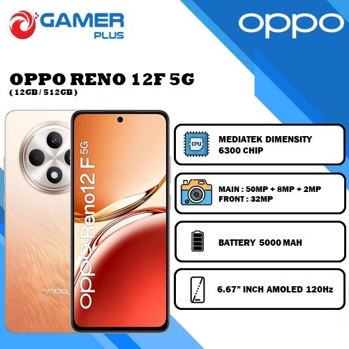 Jual OPPO RENO 12F 5G ( 12GB/512GB ) GARANSI RESMI oppo | MEDIATEK DIMENSITY 6300 | TRIPLE ...