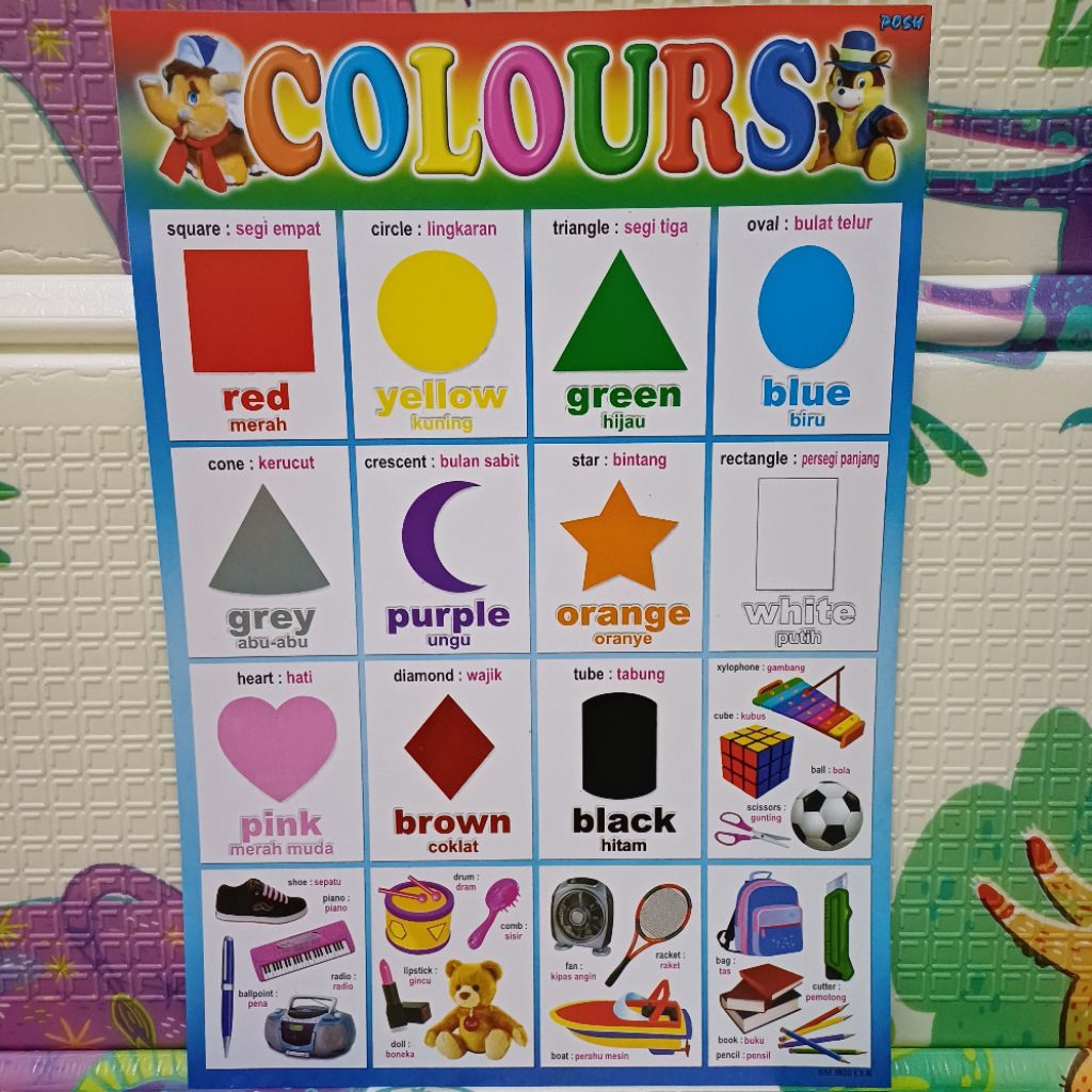 Jual Poster Edukasi Anak Belajar Mengenal Warna Bilingual Inggris ...