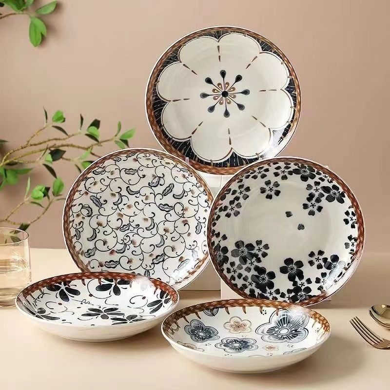 Jual ASHOME Piring Keramik Lauk Motif Retro Collection Tahan Panas dan ...
