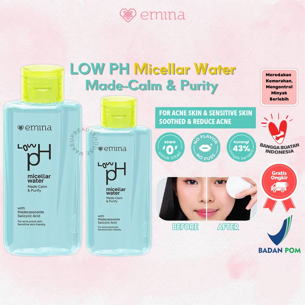 Jual EMINA Low pH Micellar Water Made-Calm & Purify - 125ml & 300ml ...