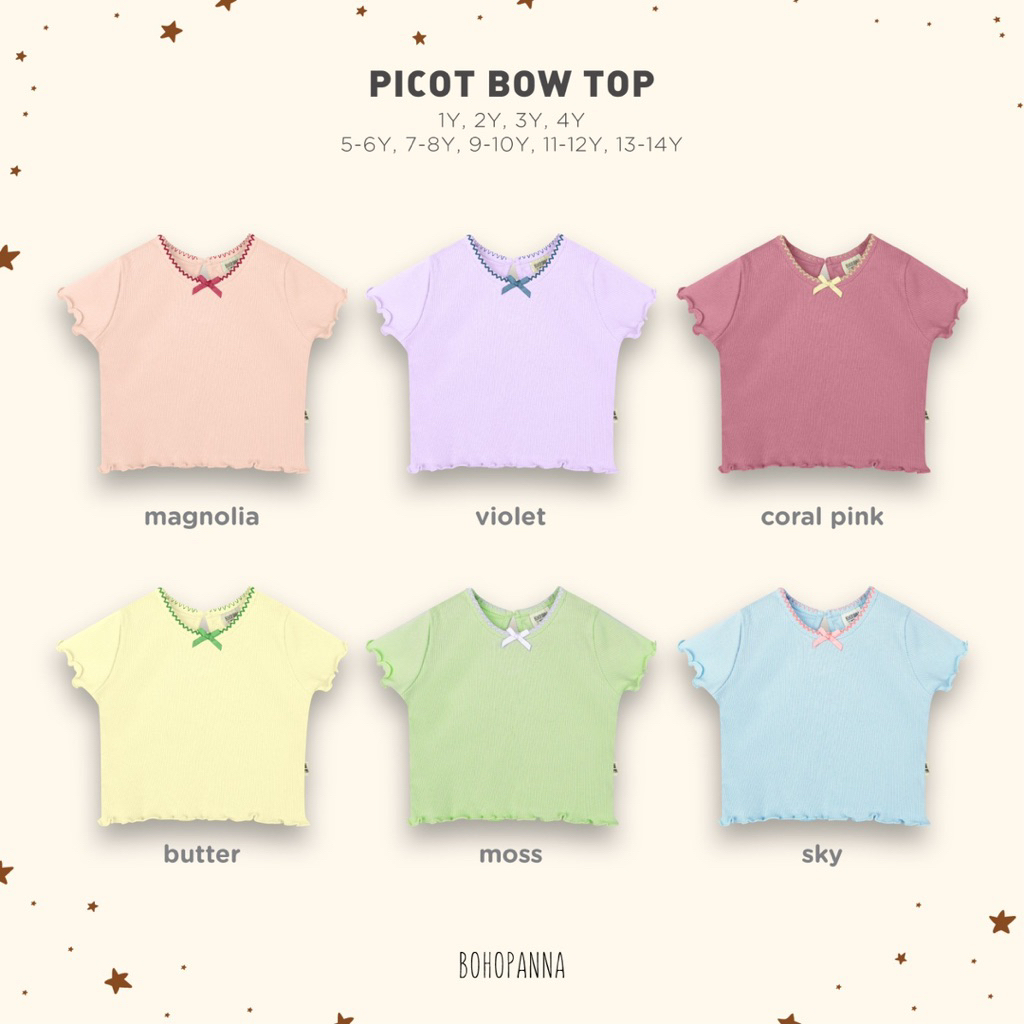 Jual HILOLI - BOHOPANNA PICOT BOW TOP - ATASAN KAOS ANAK PEREMPUAN | Shopee Indonesia