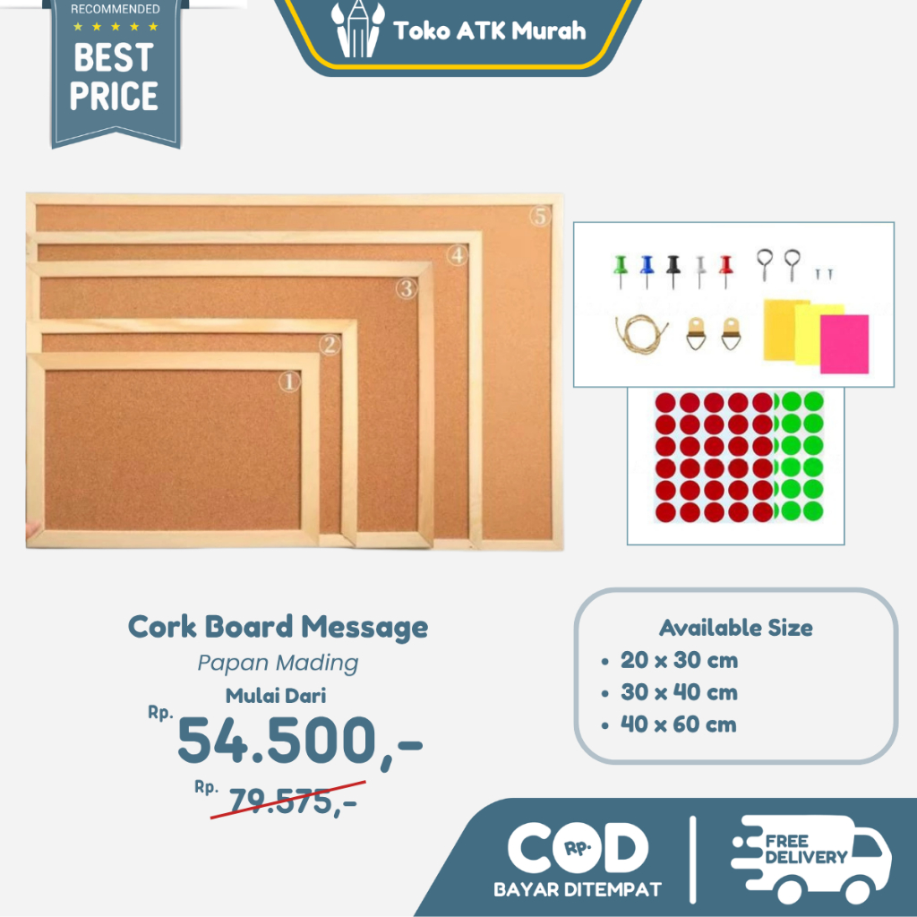 Jual Cork Board Message 20x30 / 30x40 / 40x60 cm - Background Sticker ...