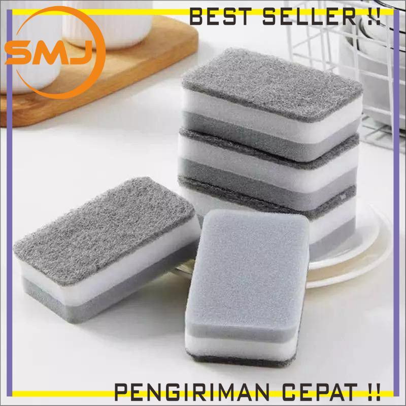 Jual Spon Cuci Piring Abu-Abu Serbaguna 2 Sisi Busa Tebal | Shopee ...