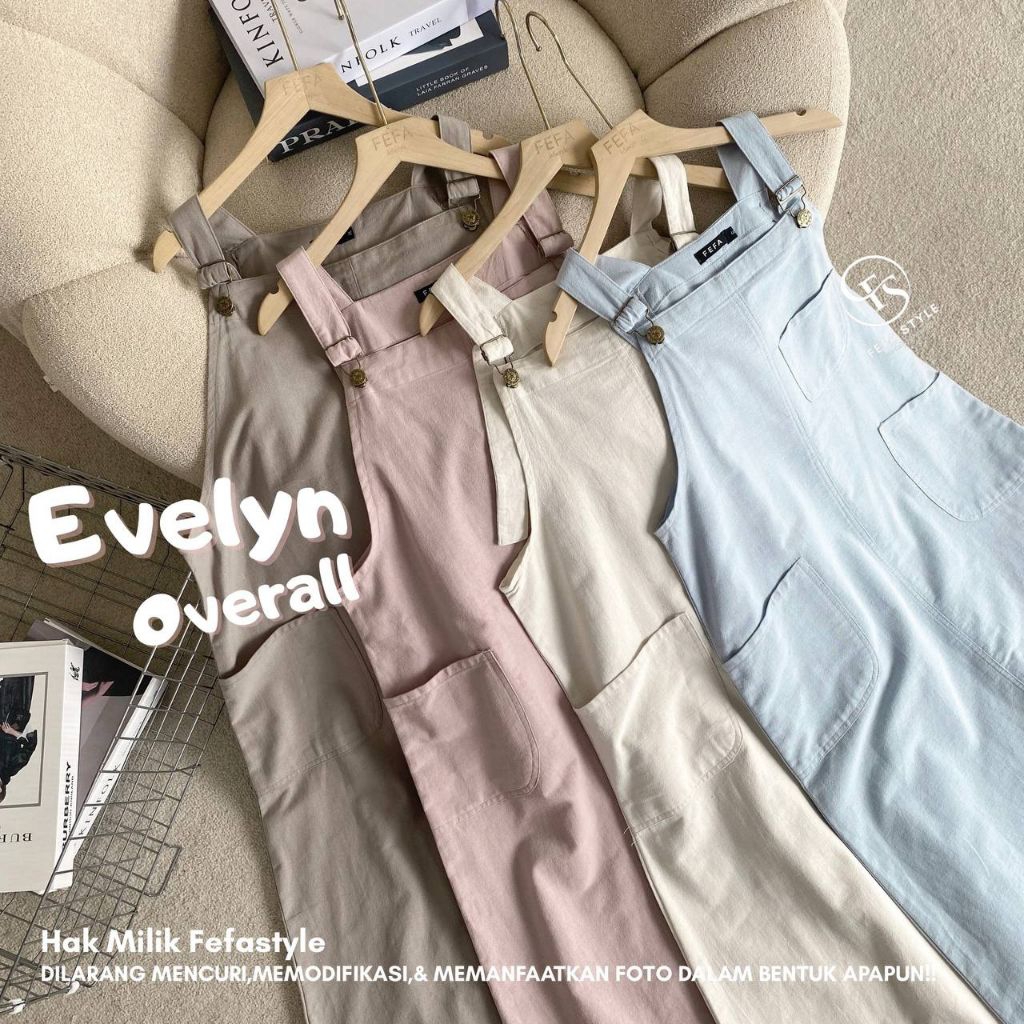 Jual Overall Wanita - Overall Dress Polos - Evelyn Overall Bahan Semi ...