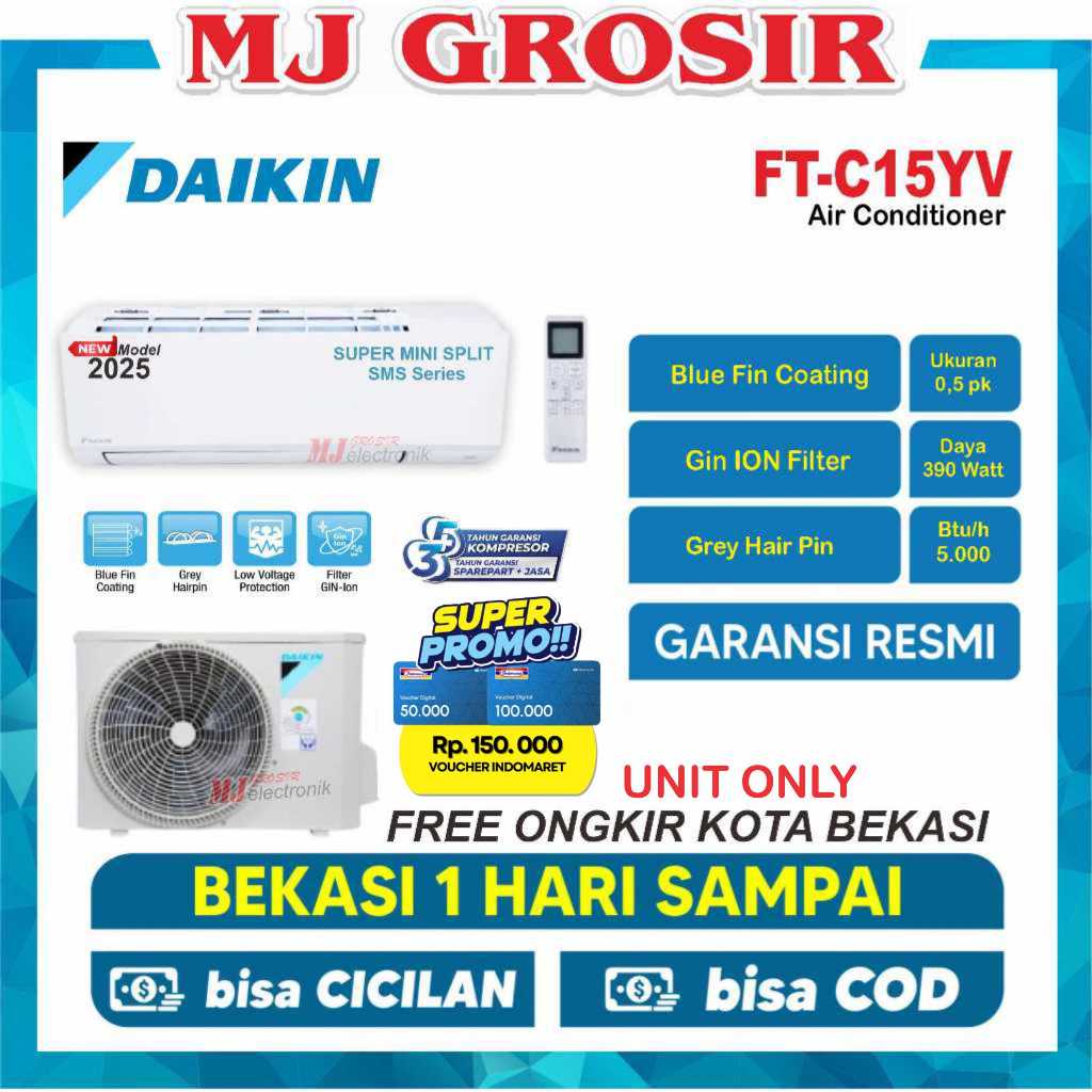 Jual AC DAIKIN FTC 15 YV14 1/2PK DAIKIN INDONESIA SMS SERIES FTC-Y 15 ...