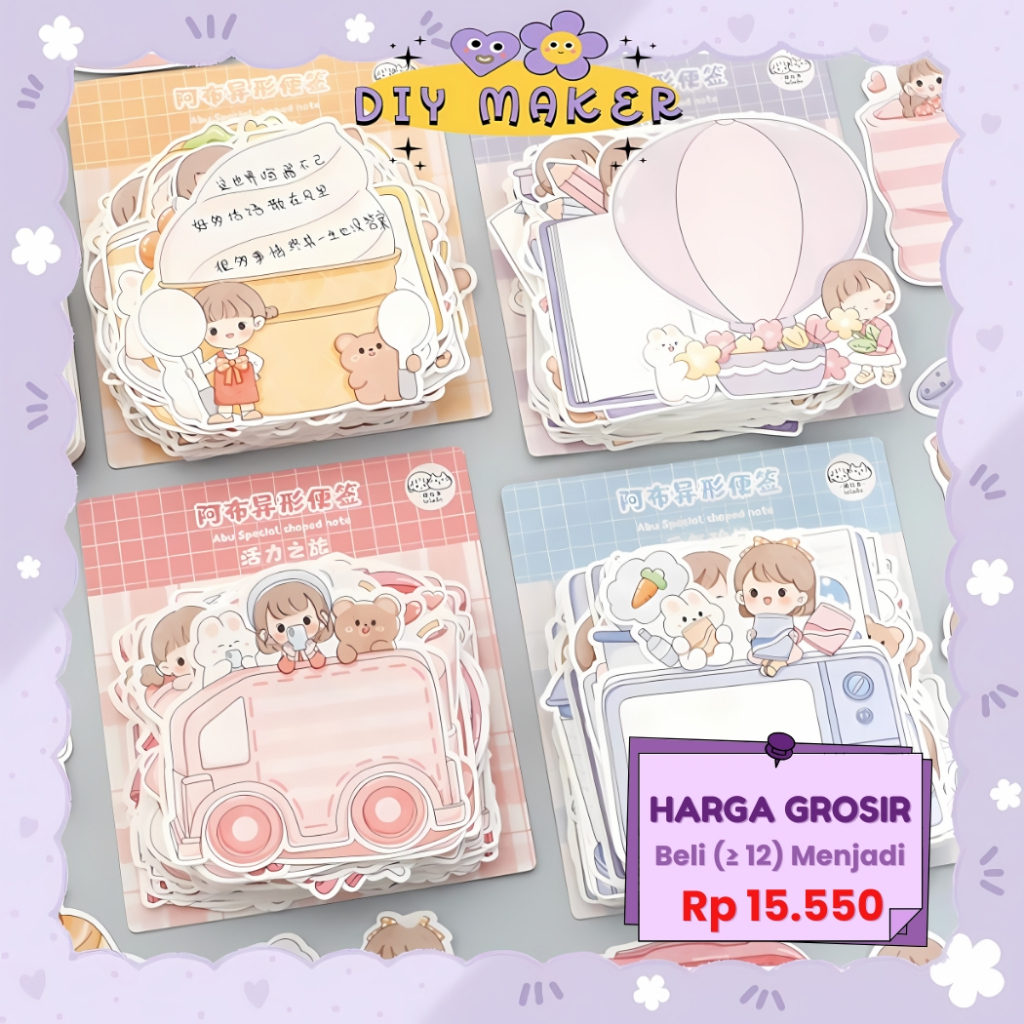 Jual DM Memo Aesthetic Kertas Notepad Note Sticky Notes Special Shaped ...