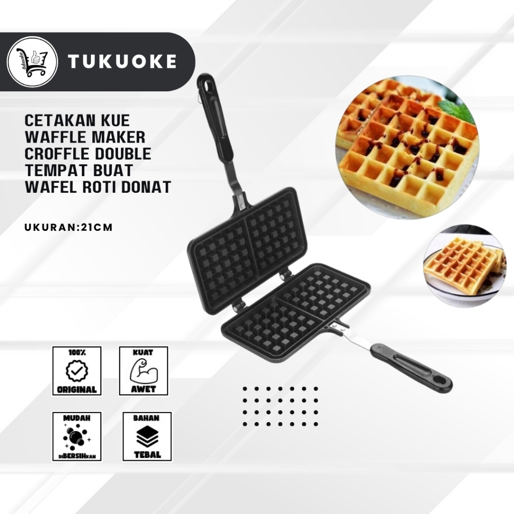 Jual CETAKAN KUE WAFFLE MAKER CROFFLE DOUBLE Tempat buat Wafel Roti ...