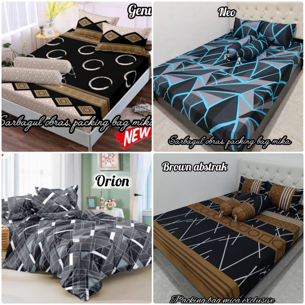 Jual SPREI HOMEMADE SPREI KARET SUDUT MOTIF ABSTRAK STAR GOLD HITAM ...