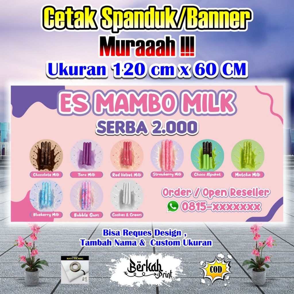 Jual Spanduk Banner Es Mambo Ukuran 120 cm x 60 cm | Shopee Indonesia