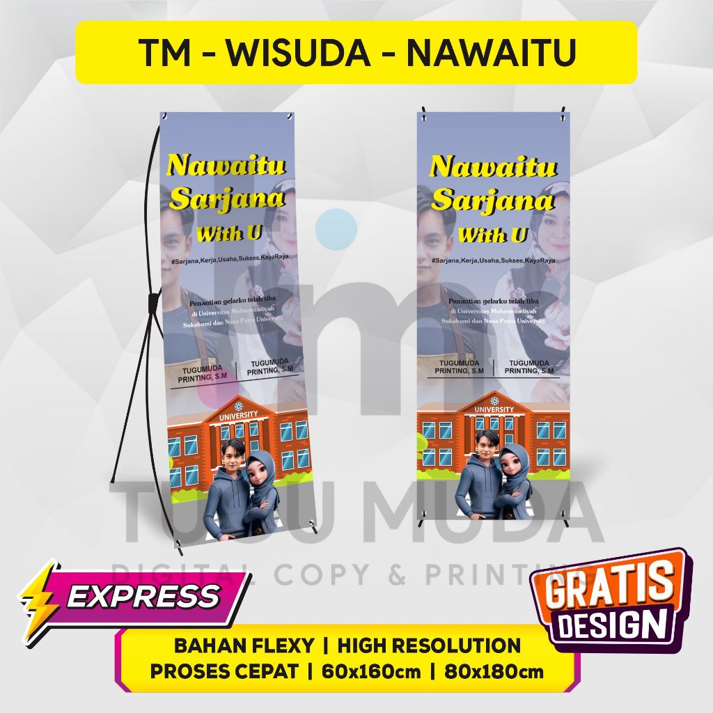 Jual Cetak X-Banner Wisuda | X Banner Sidang Outdoor | Standing Banner ...